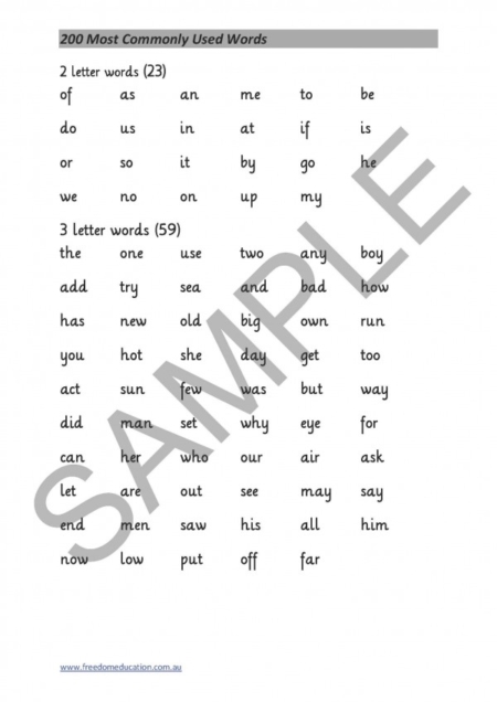 Prep – Handwriting & The Most Commonly Used Words - Freedom Education